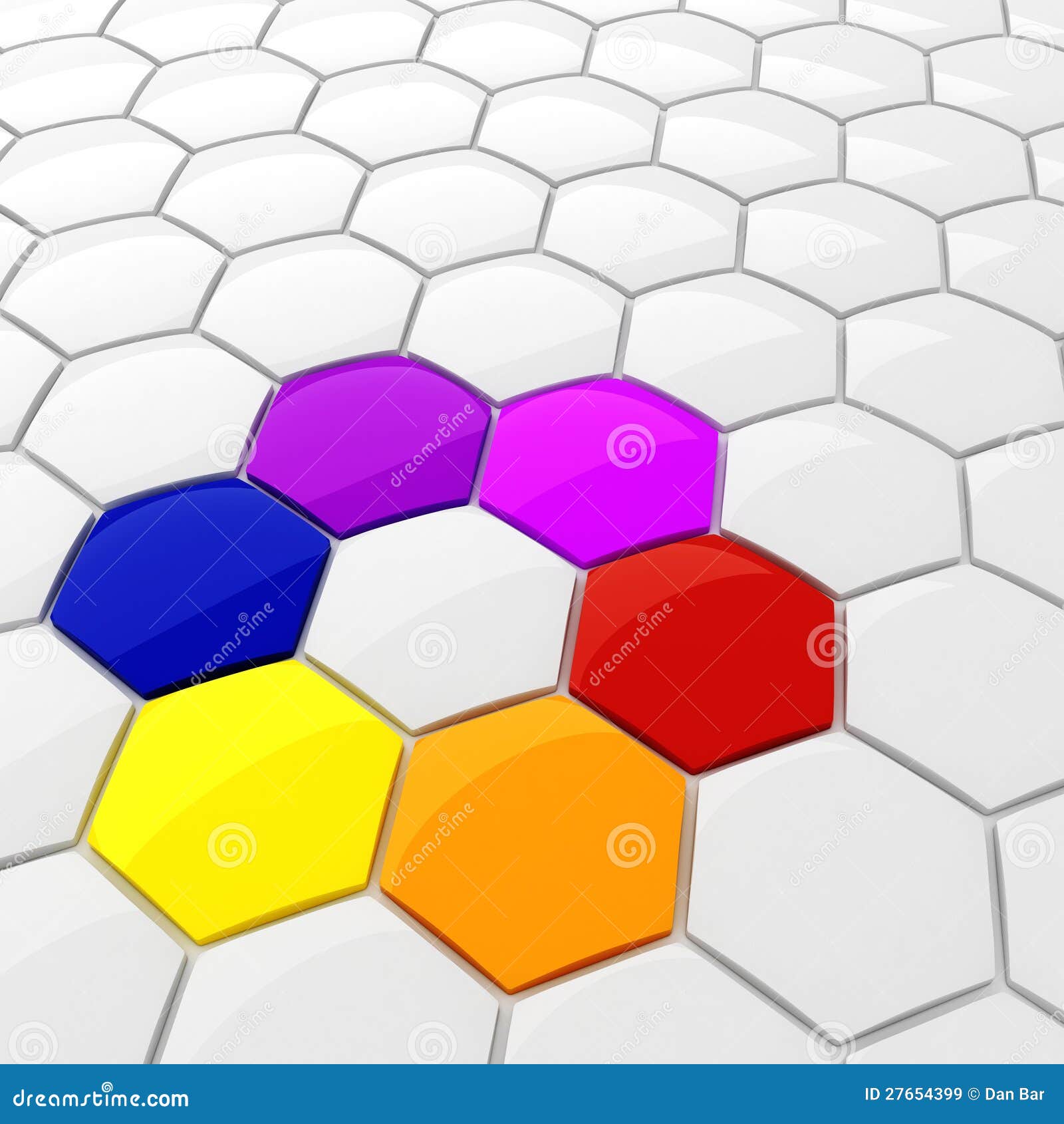 3d Colorful Hexagonal Puzzle Pieces Stock Illustration - Illustration ...