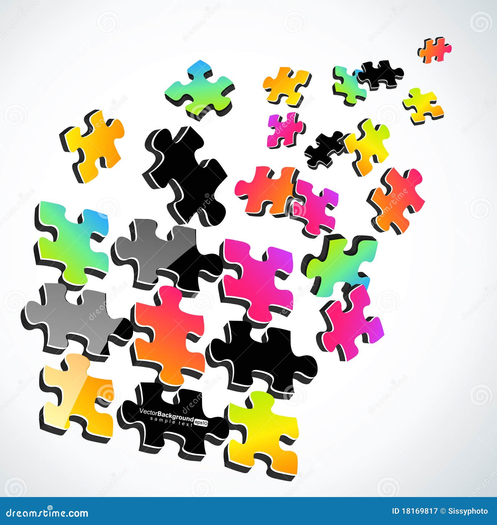 3d Colorful Puzzle stock vector. Illustration of play - 18169817