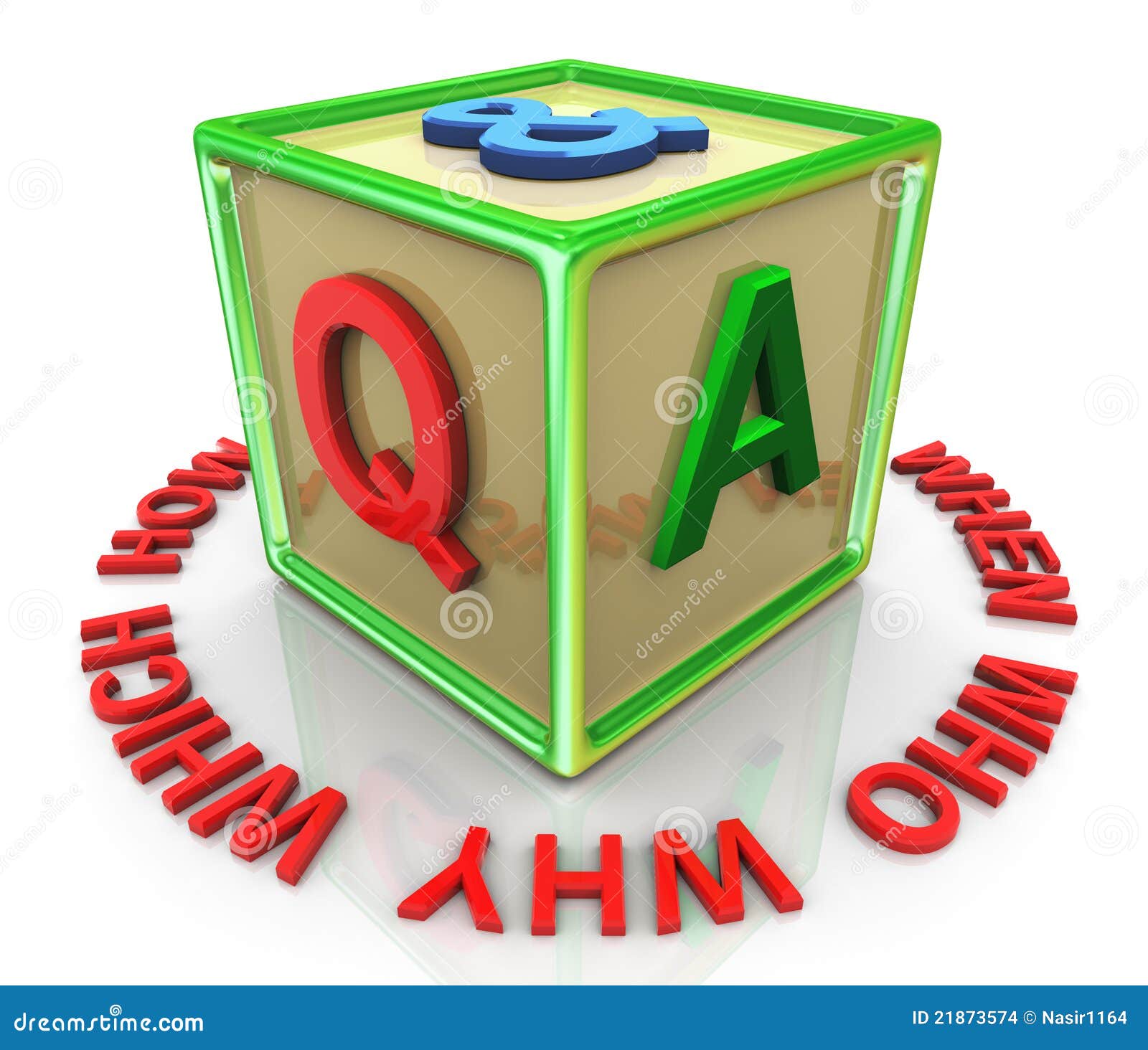 3d colorful q and a cube stock illustration. Illustration of internet ...