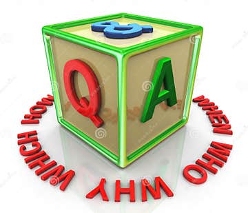 3d colorful q and a cube stock illustration. Illustration of internet ...