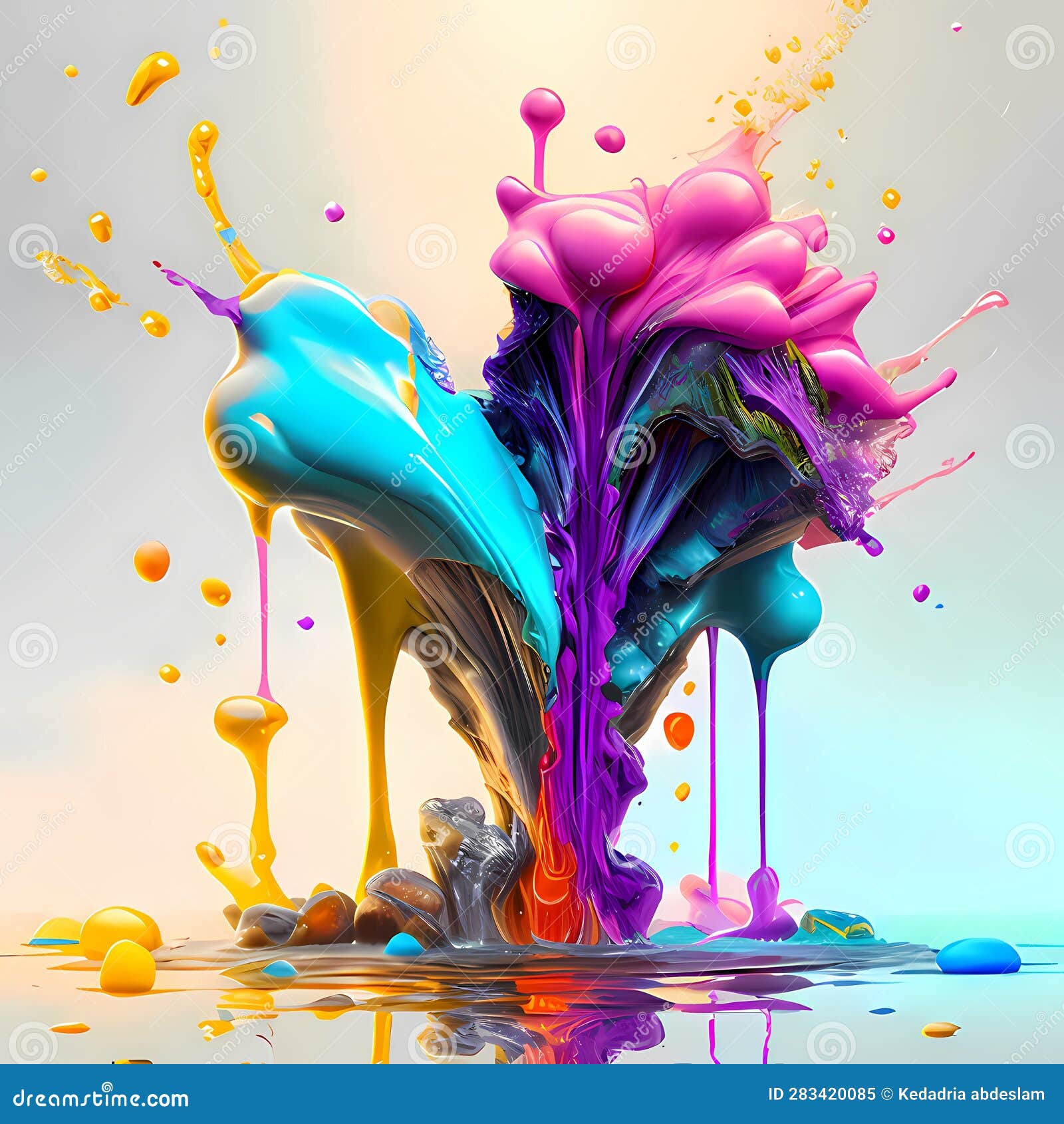 3d Colorful Splash Artwork Design Stock Illustration - Illustration of ...