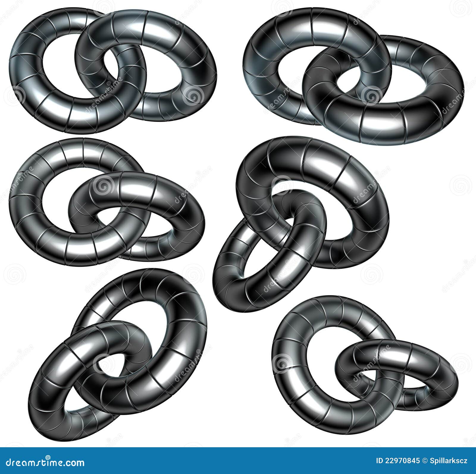 3d Composition of Metal Ring Torus Shape Stock Illustration ...