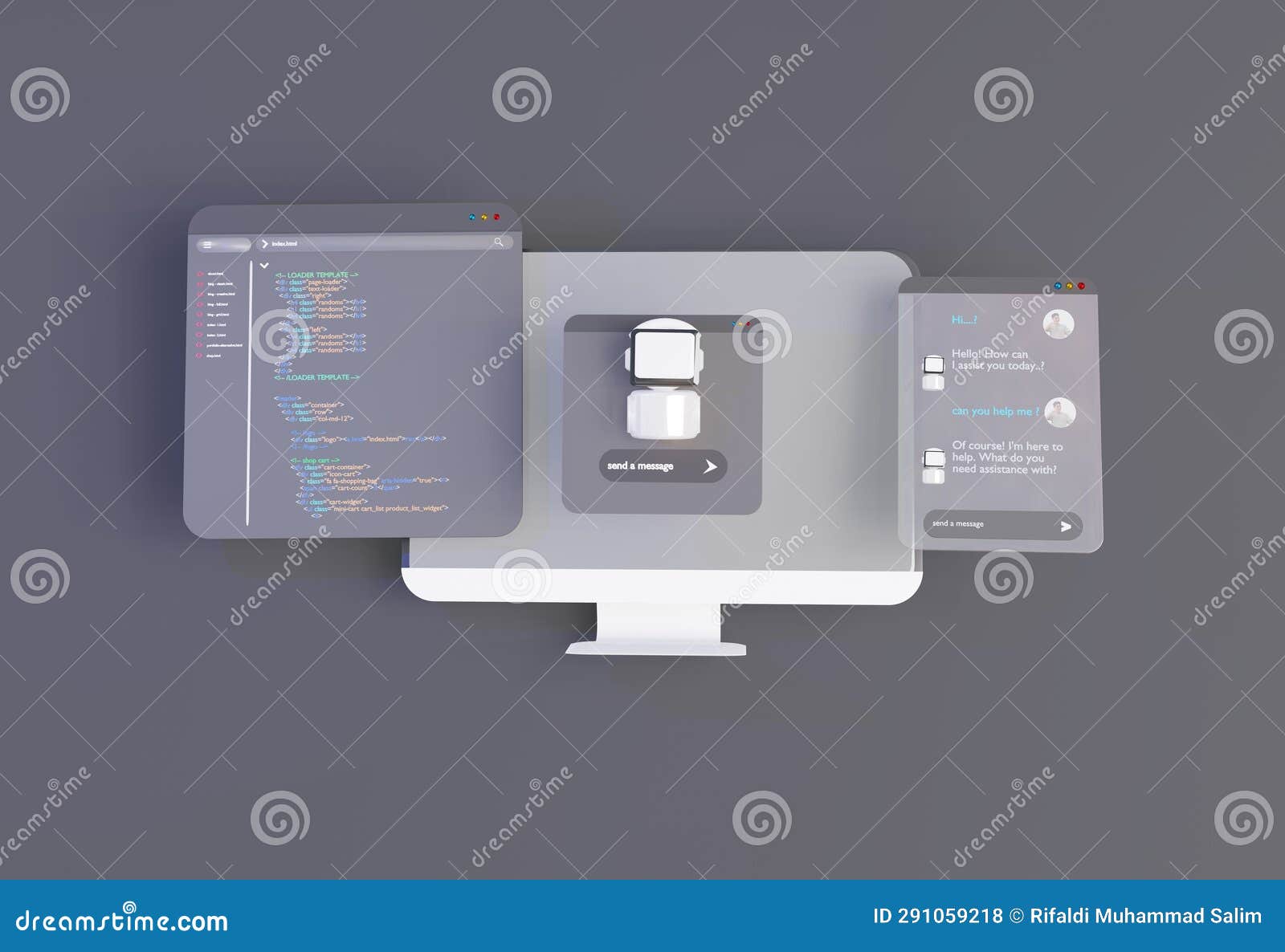 3d Computer Ai Robot Chatbot Web Uiux Software Programming Algorithms Stock Illustration