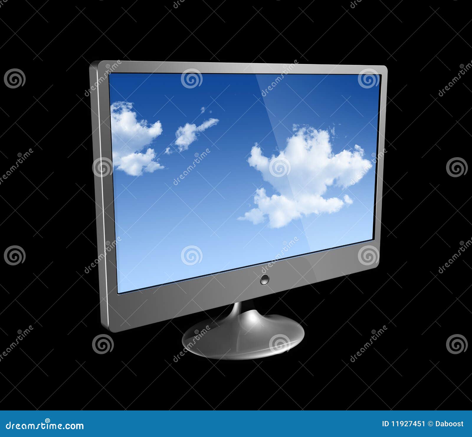 3D Computer Monitor Isolated on Black Stock Illustration - Illustration ...