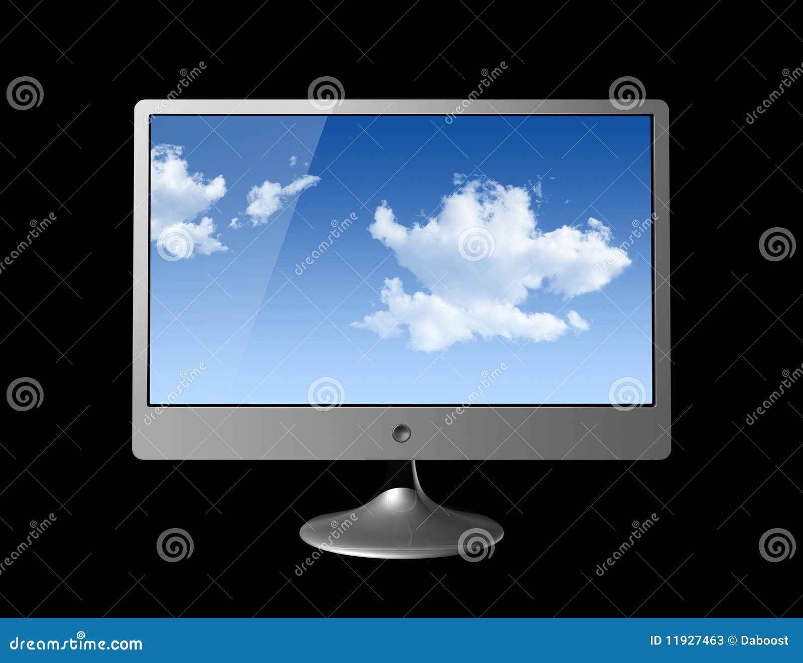 3D Computer Monitor Isolated on Black Stock Illustration - Illustration ...