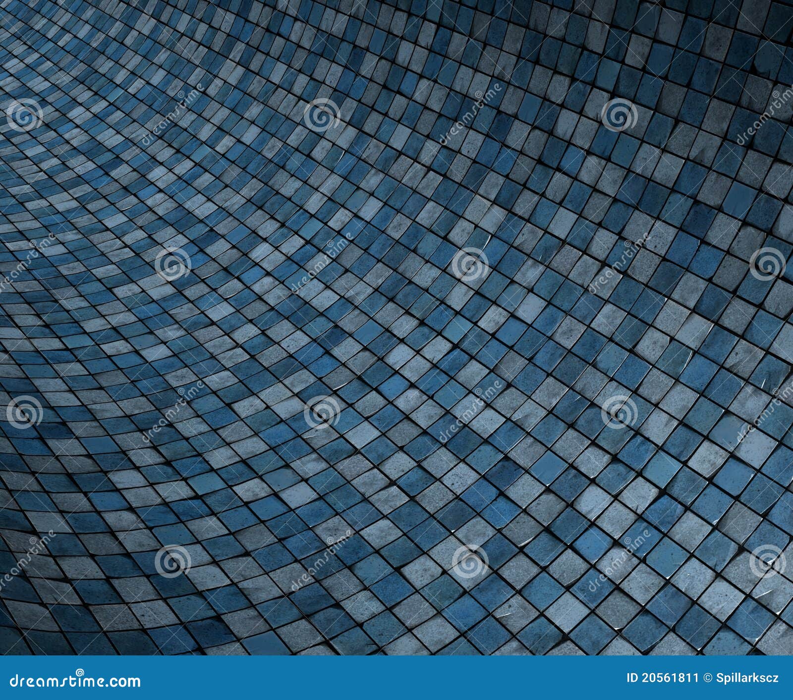 3d Concave Curved Blue Grunge Mosaic Surface Stock Illustration ...