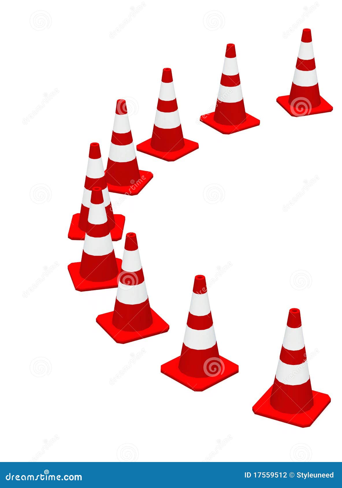 3D cones red white 16 stock illustration. Illustration of shapes - 17559512