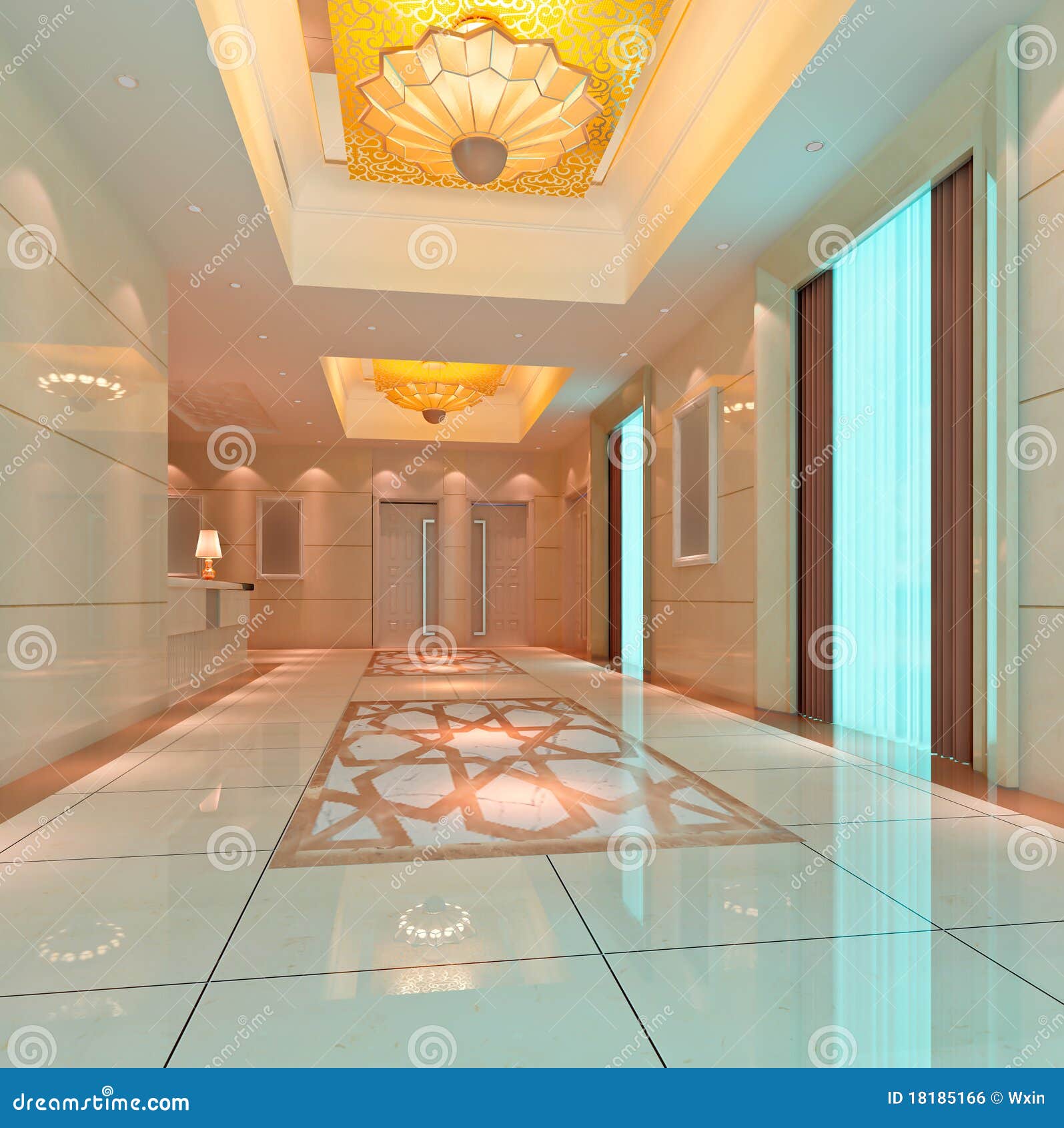 3d corridor stock illustration. Illustration of light - 18185166