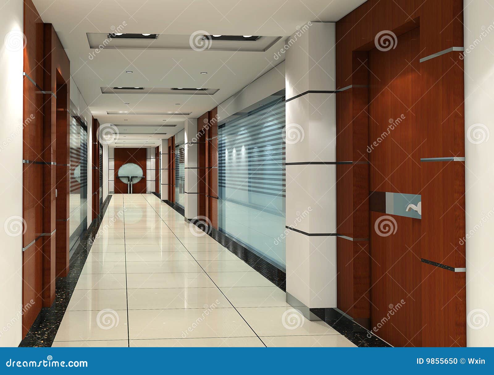 3d corridor stock illustration. Illustration of modern - 9855650