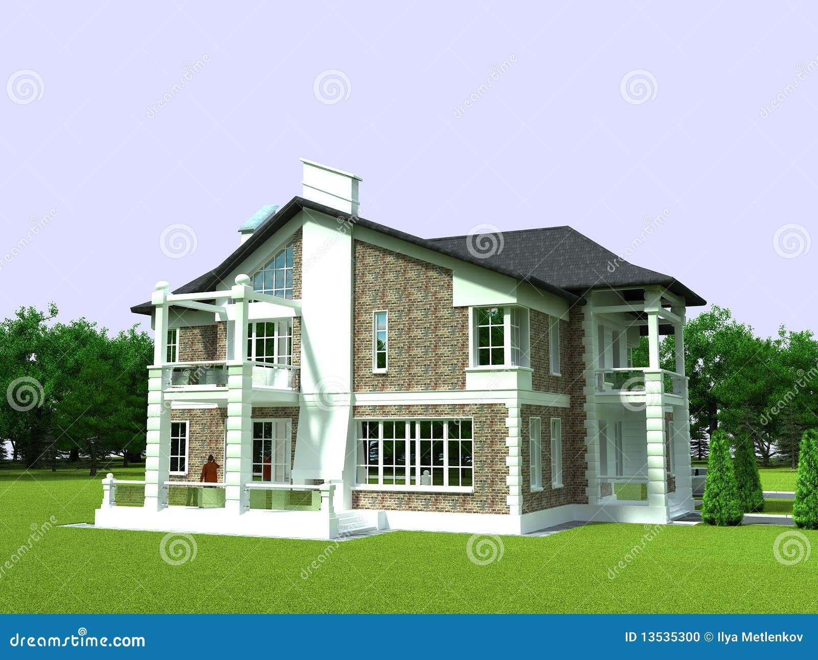 3D cottage stock photo. Image of balconies, storey, house - 13535300
