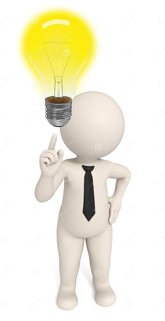 3d Creative Business Man Got an Idea - Bulb Stock Illustration ...