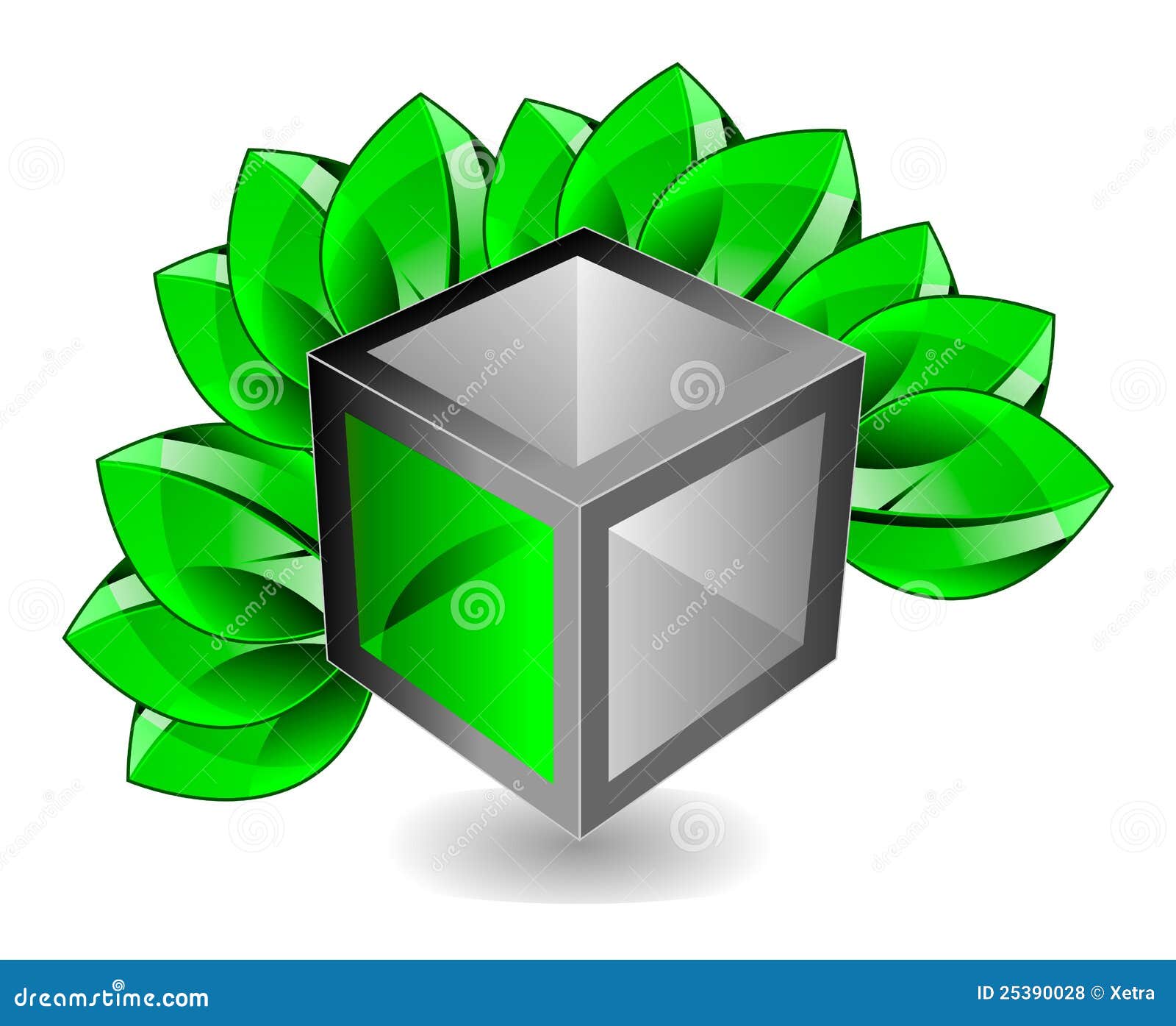 3d cube with leaves stock vector. Illustration of construction - 25390028
