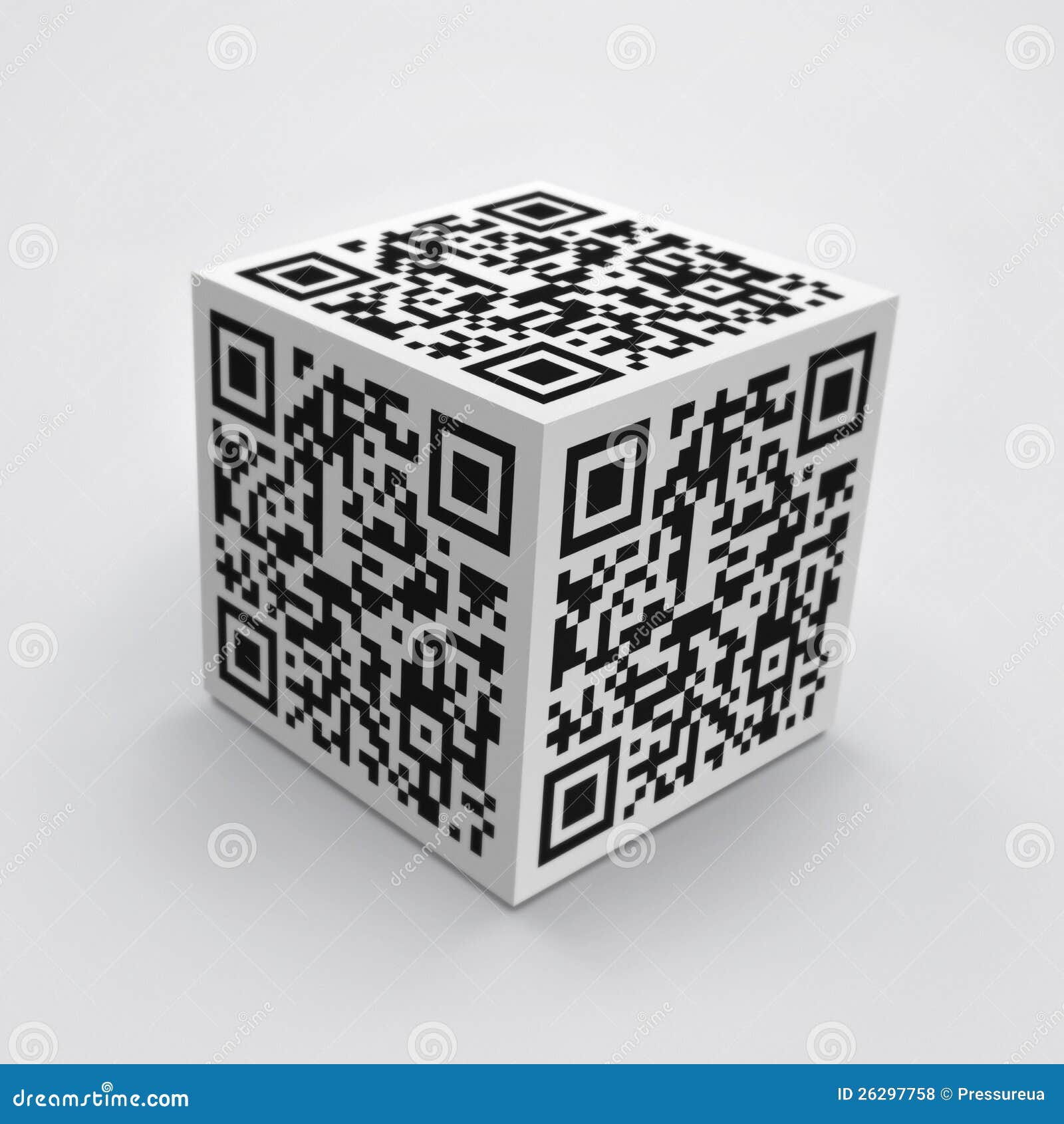 3D cube with QR code stock illustration. Illustration of advertising - 26297758