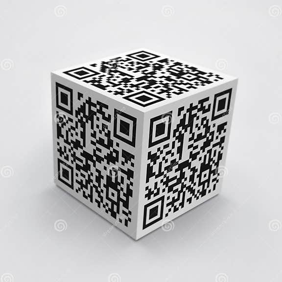 3D cube with QR code stock illustration. Illustration of advertising - 26297758