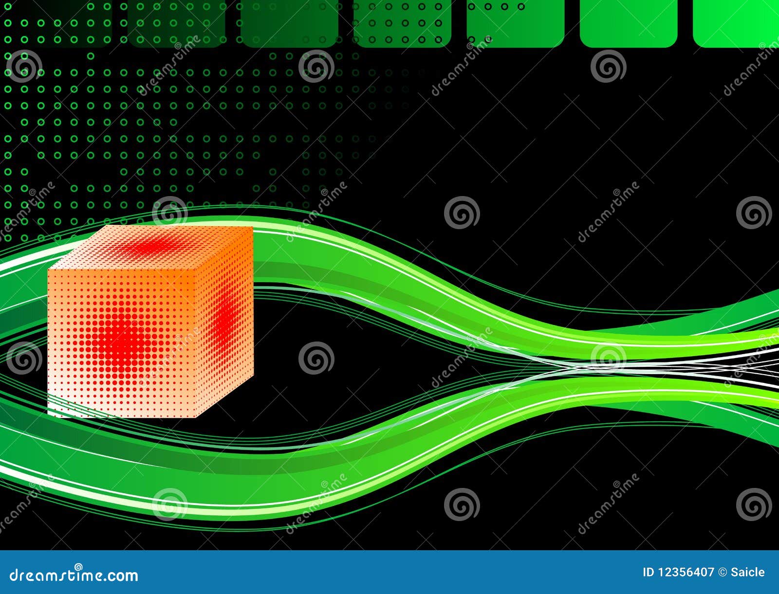 3d cube and waves stock vector. Illustration of power - 12356407