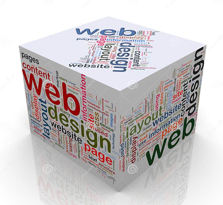 3d Cube with Web Design Tags Stock Illustration - Illustration of ...