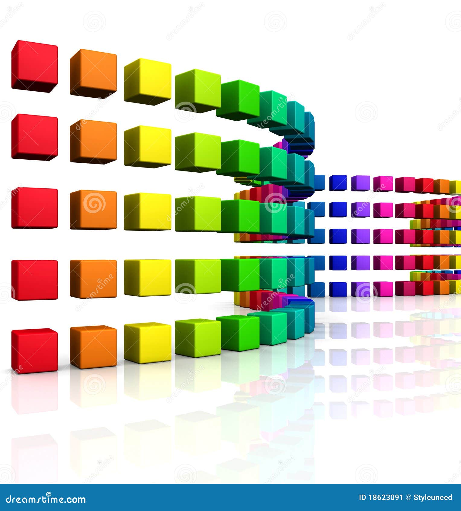 3D Cubes - Colorful Wave 08 Stock Illustration - Illustration of circle ...