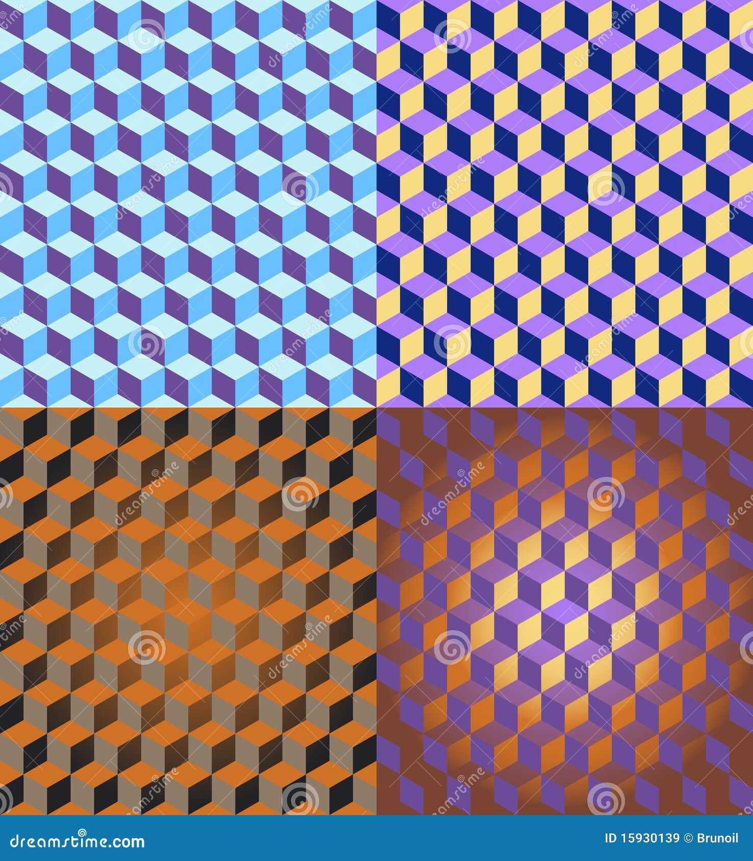 3D Cubes Seamless Patterns stock vector. Illustration of tiles - 15930139