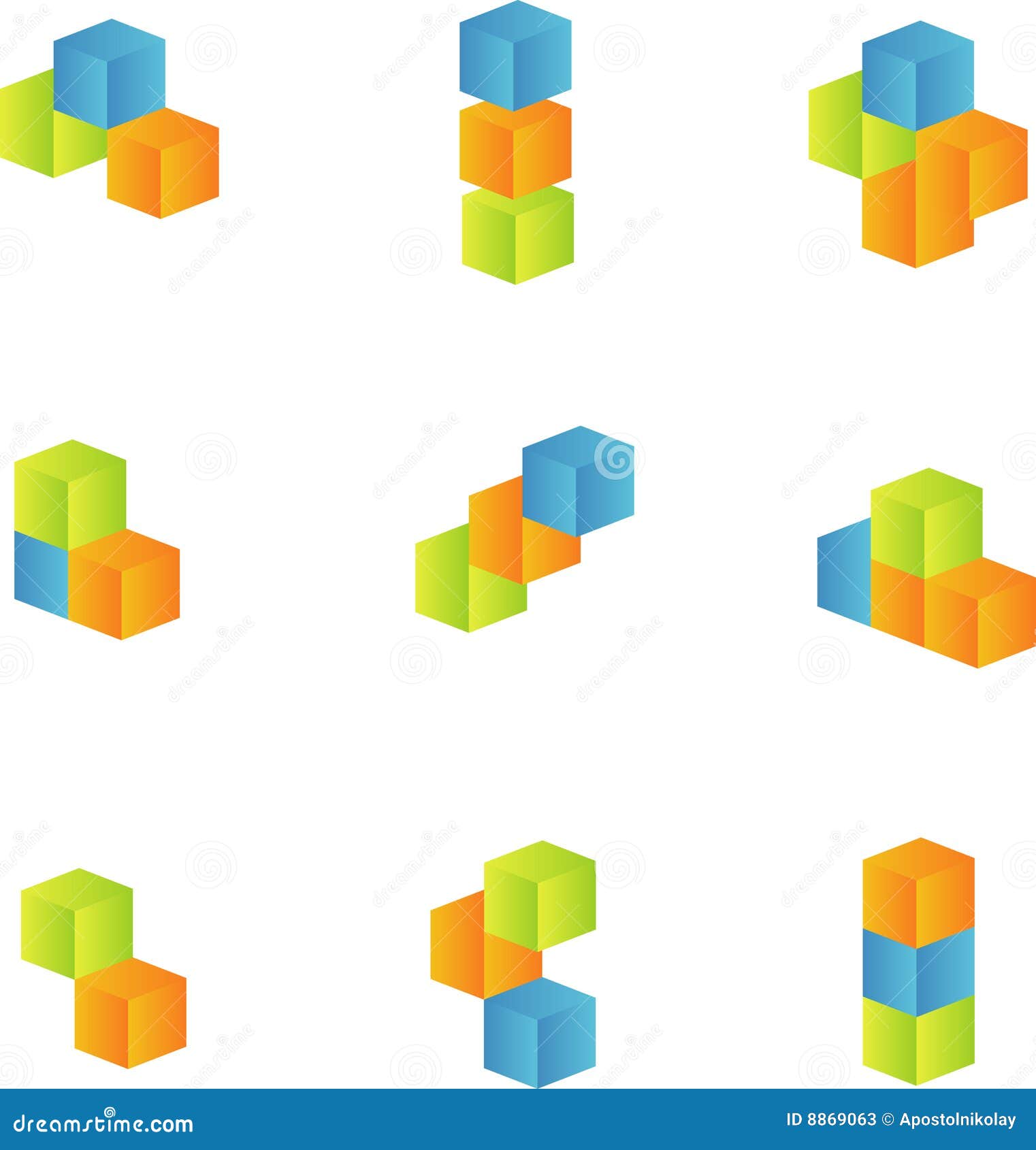 3d cubes set stock vector. Illustration of communication - 8869063