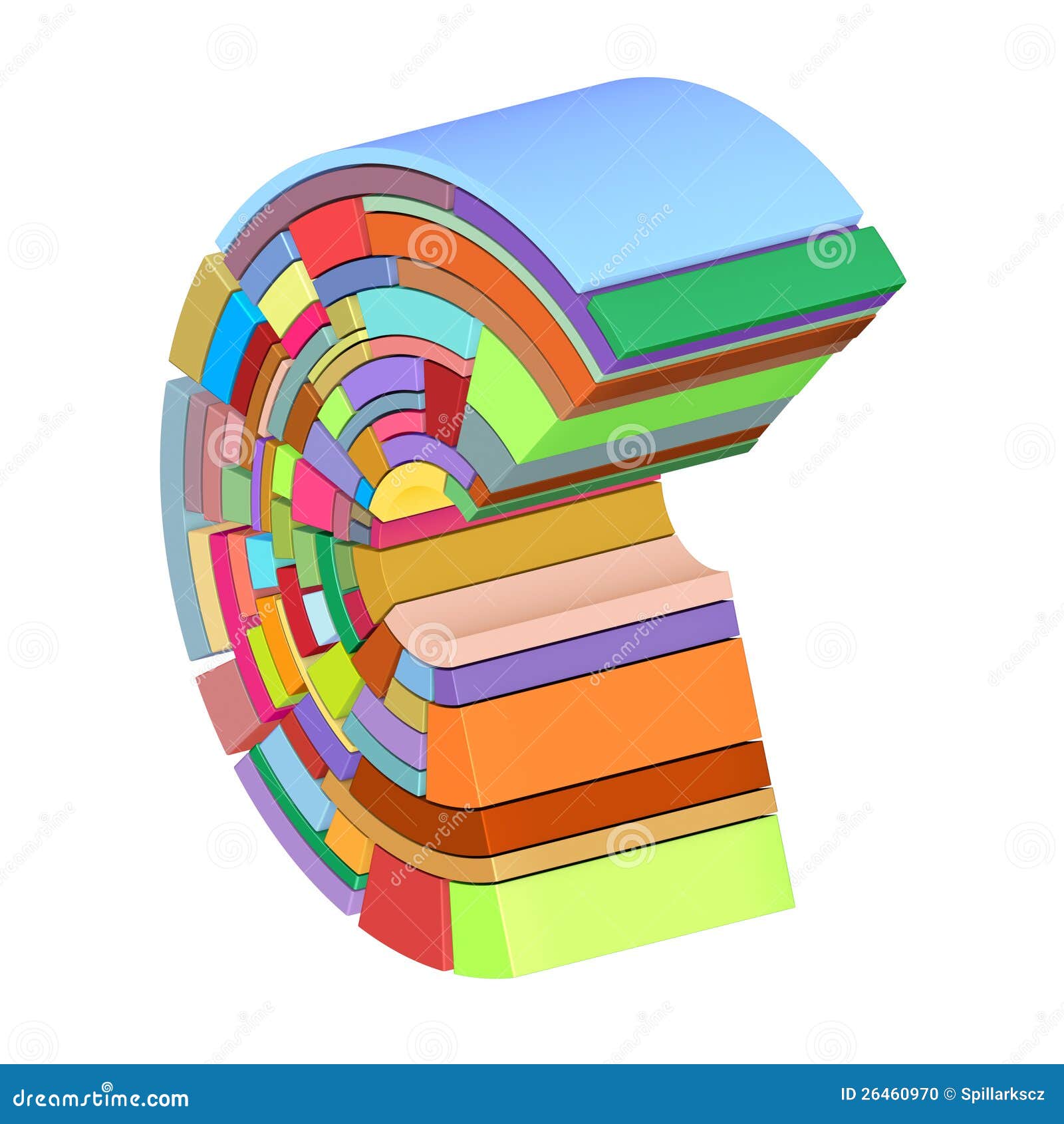 3d Curved Icon Shapes in Rainbow Color Stock Illustration ...