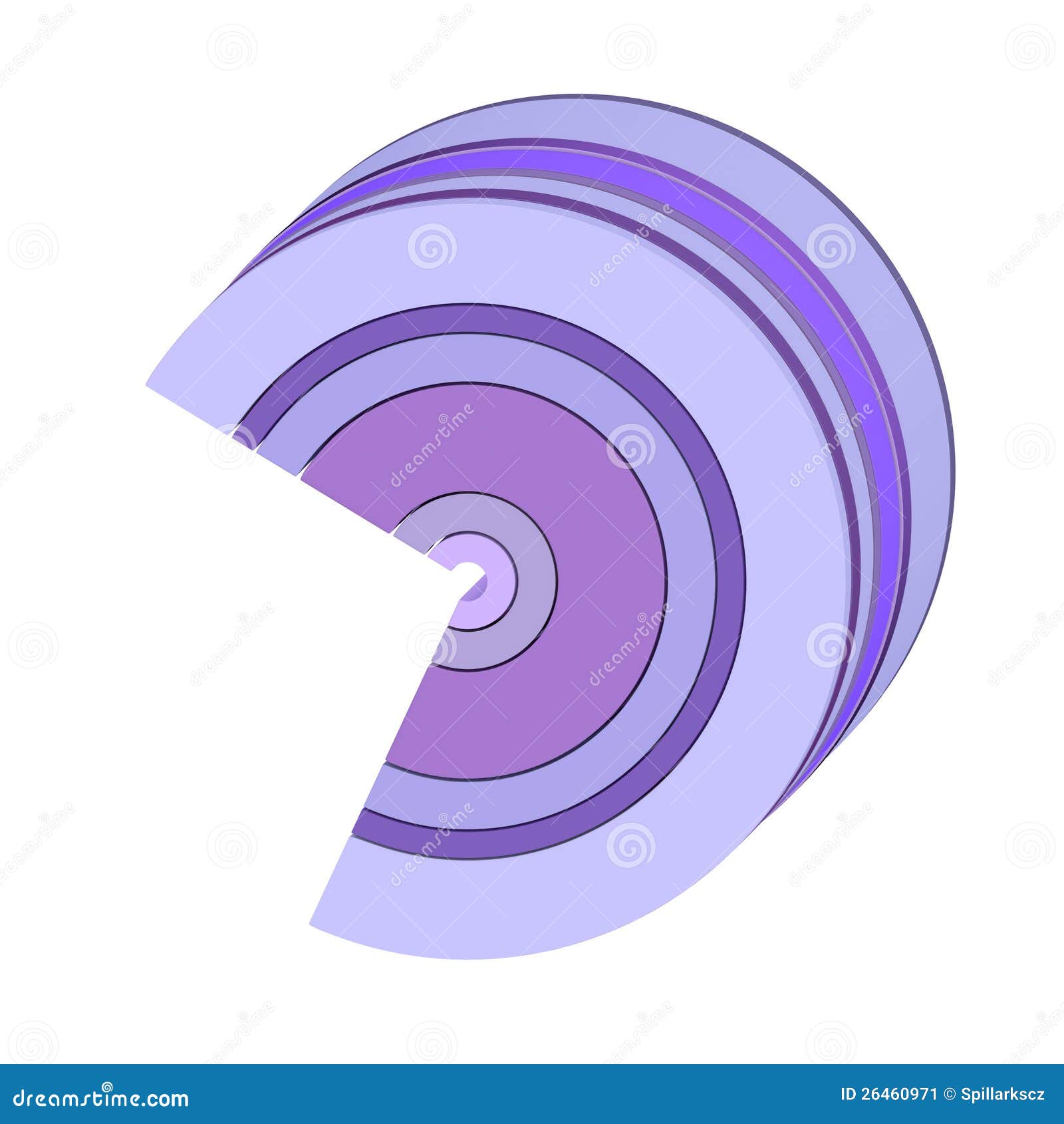 3d Curved Rectangular C Shape Icon in Purple Stock Illustration ...