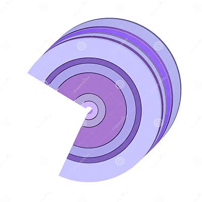 3d Curved Rectangular C Shape Icon in Purple Stock Illustration ...