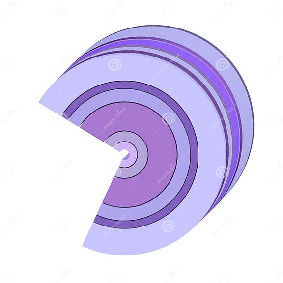 3d Curved Rectangular C Shape Icon in Purple Stock Illustration ...