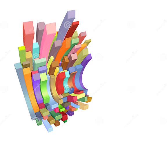 3d Curved Rectangular Shapes in Multiple Color Stock Illustration ...