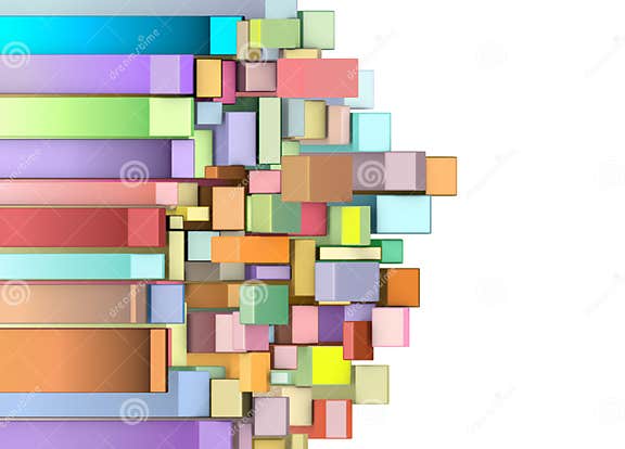 3d Curved Rectangular Shapes in Multiple Color Stock Illustration ...