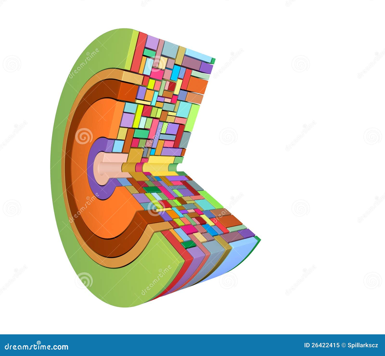 3d Curved Shape in Rainbow Color on White Stock Illustration ...