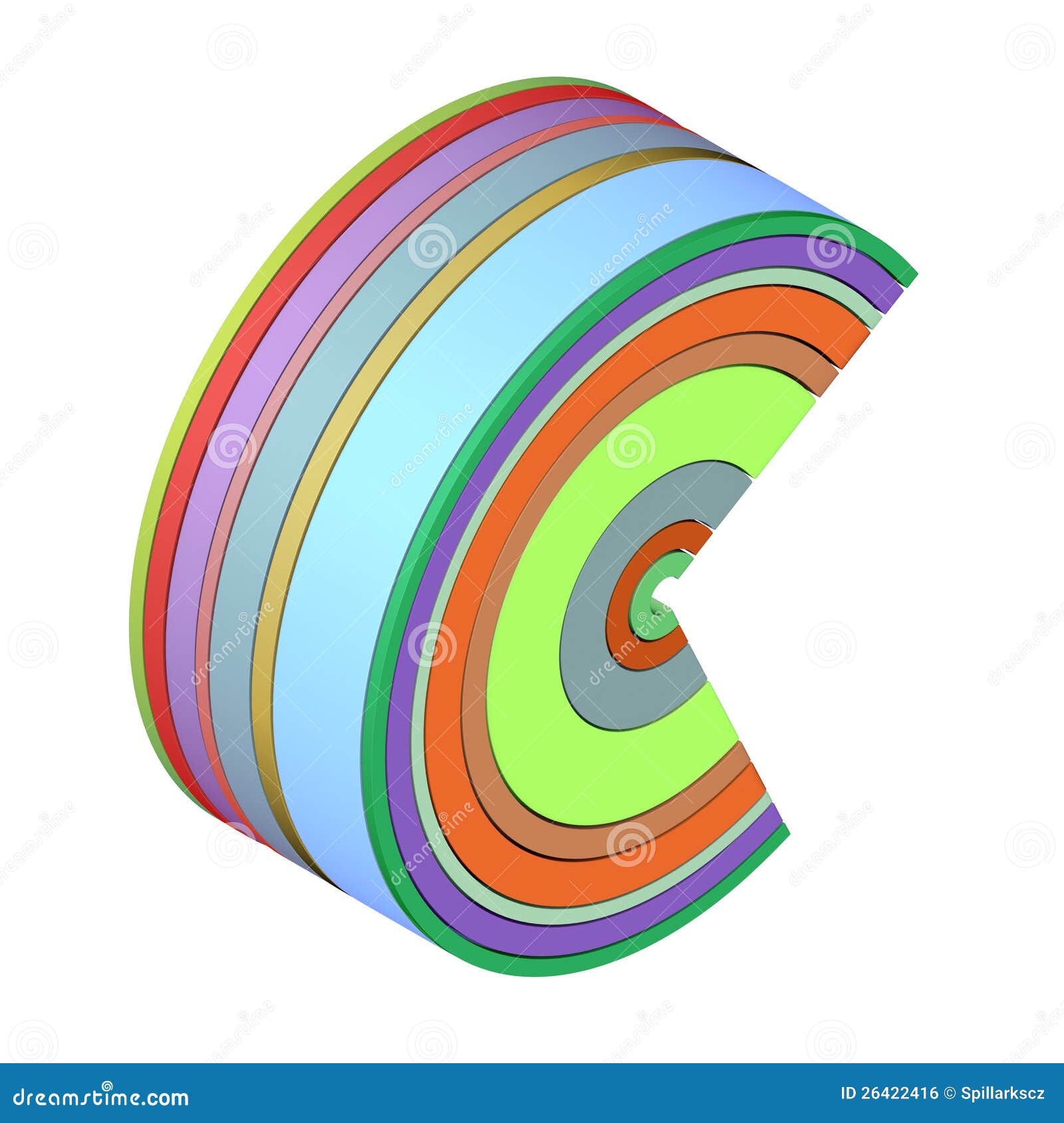 3d Curved Shape in Rainbow Color on White Stock Illustration ...
