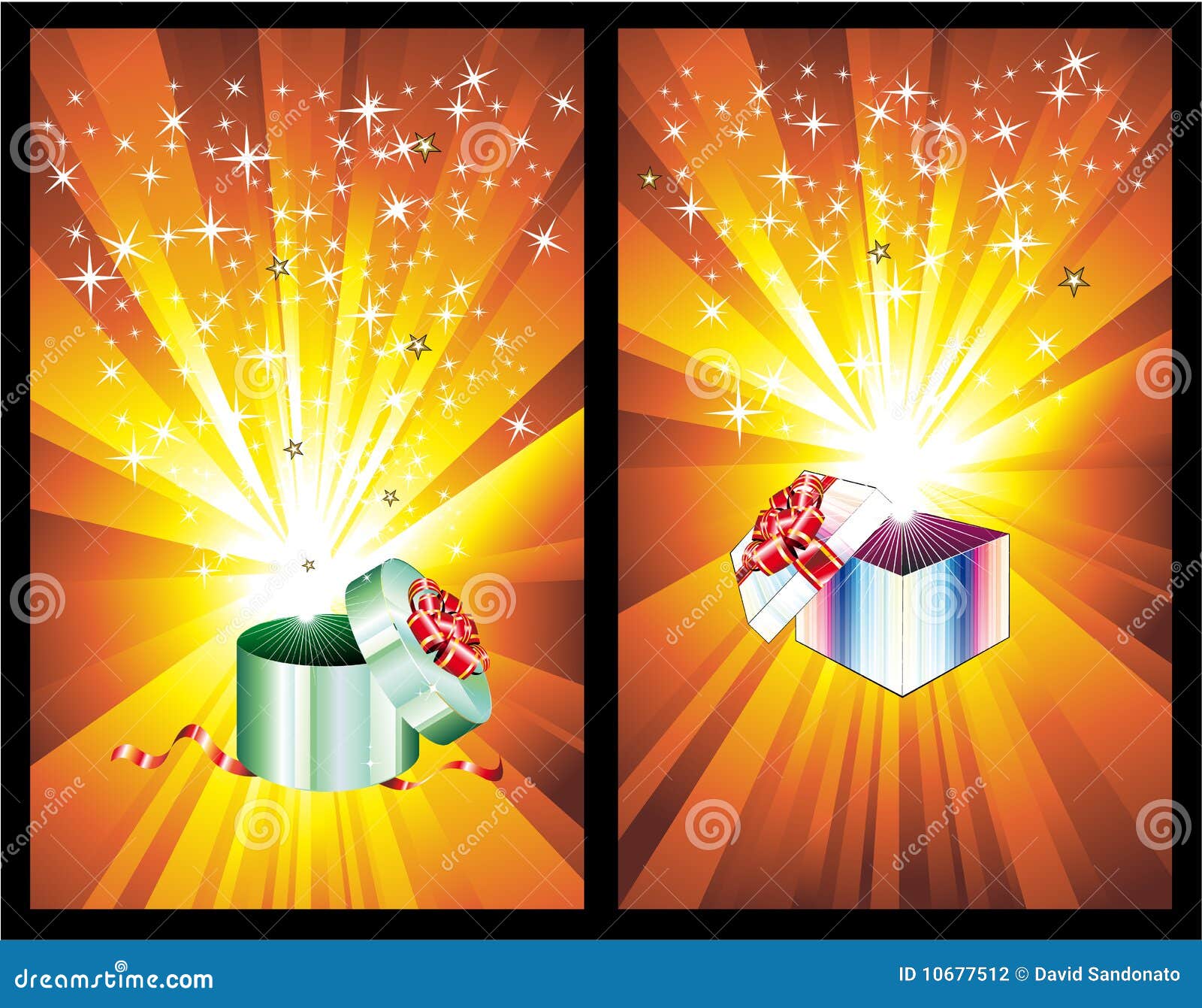 3D Decorated Gift Box with Ray Lights Stock Vector - Illustration of ...