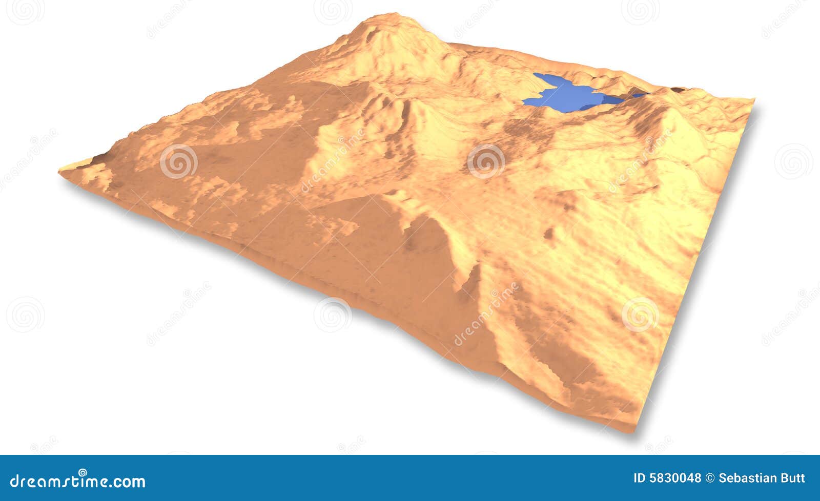 3d Desert with Lake stock photo. Image of blue, topography - 5830048