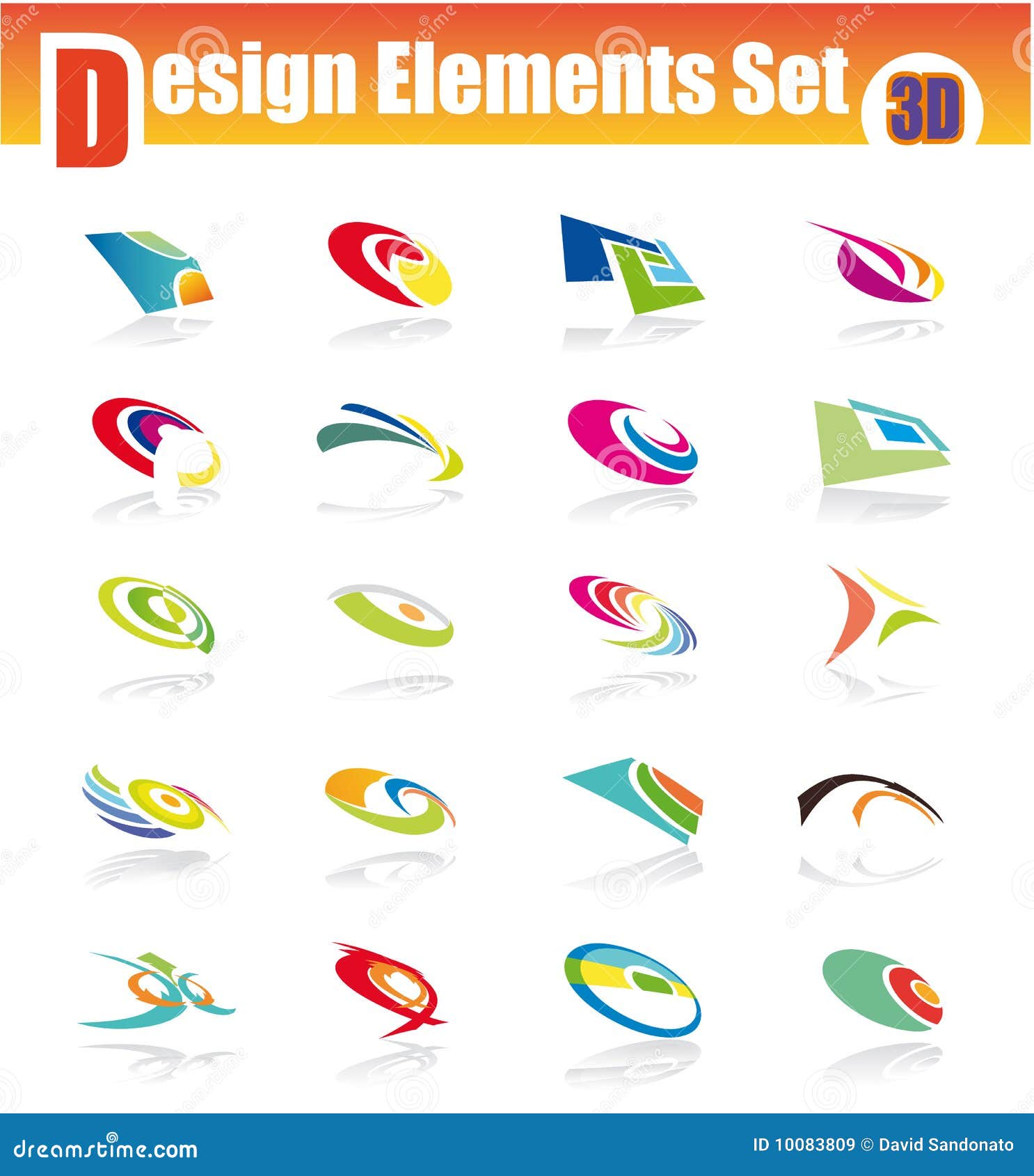 3D Design Elements Set stock vector. Illustration of reflection - 10083809