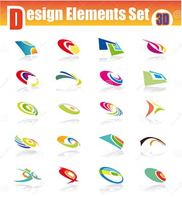 3D Design Elements Set stock vector. Illustration of reflection - 10083809