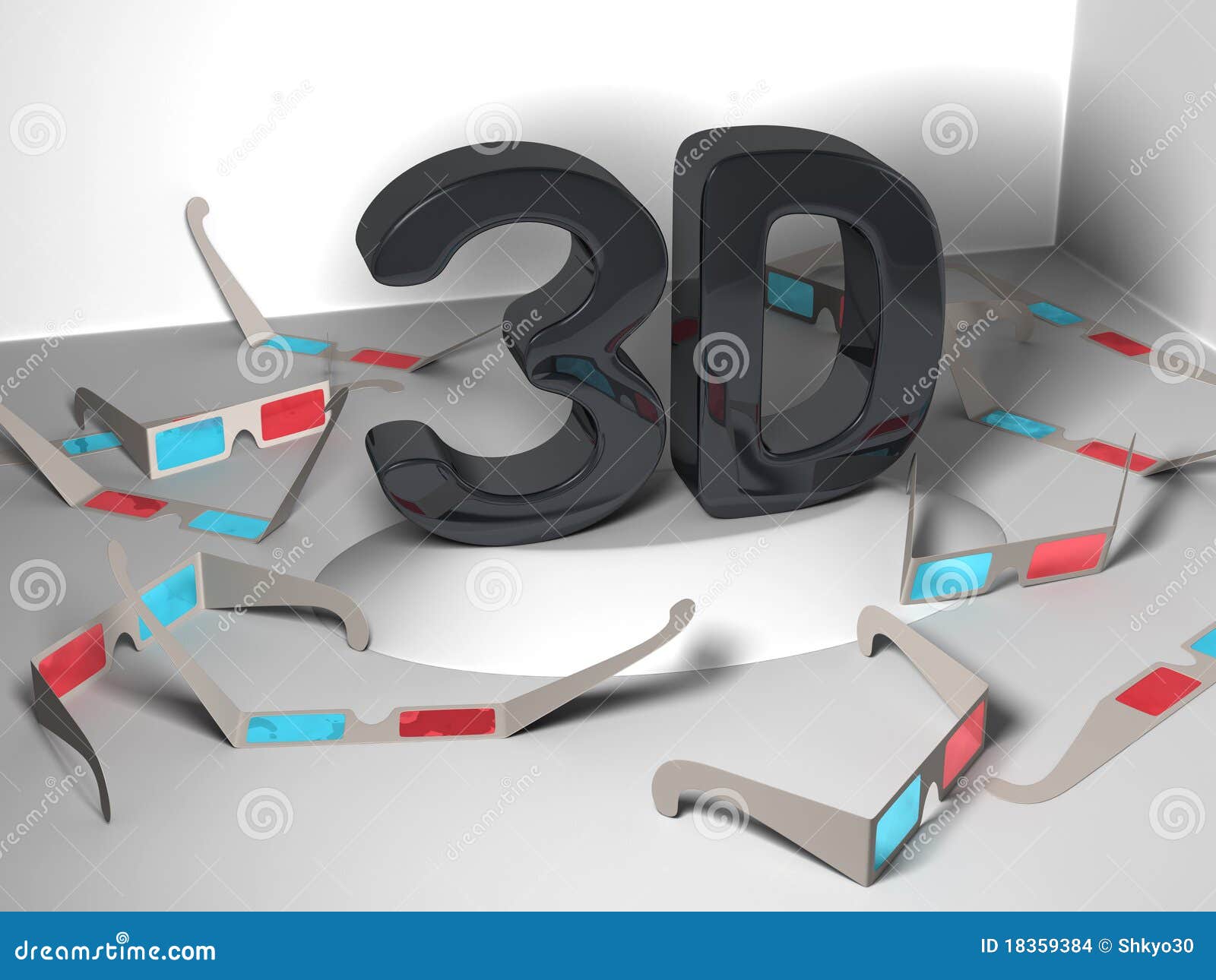 3D Design with Many Stereoscopic Glasses Stock Illustration ...