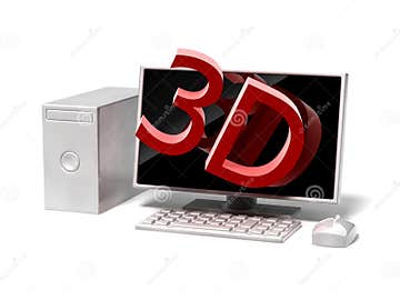3D Desktop Computer Icon on White Background Stock Illustration ...