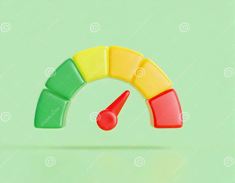 3D Dial Gauge Infographic with Red Pointer Stock Illustration ...