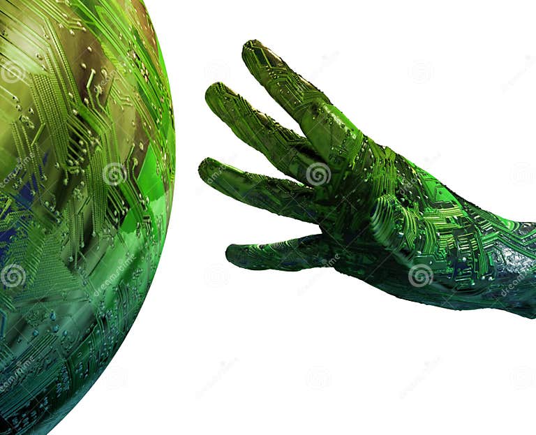 3D Digital Cyber Sphere stock illustration. Illustration of ...