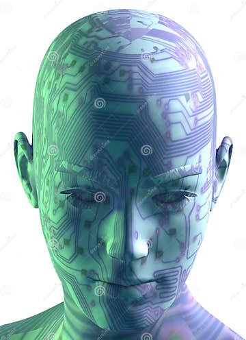 3D Digital Head Portrait stock illustration. Illustration of future ...