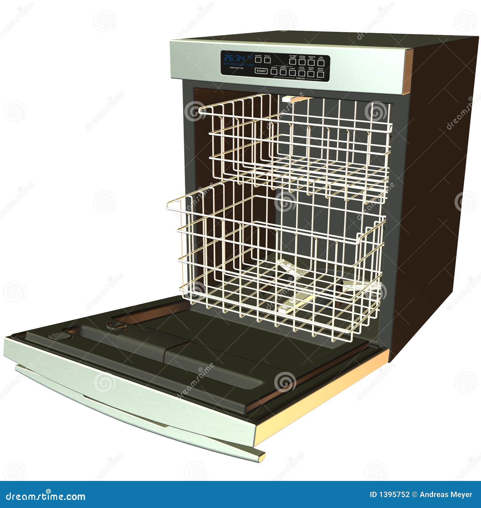 3D Dishwasher -Open stock illustration. Illustration of home - 1395752