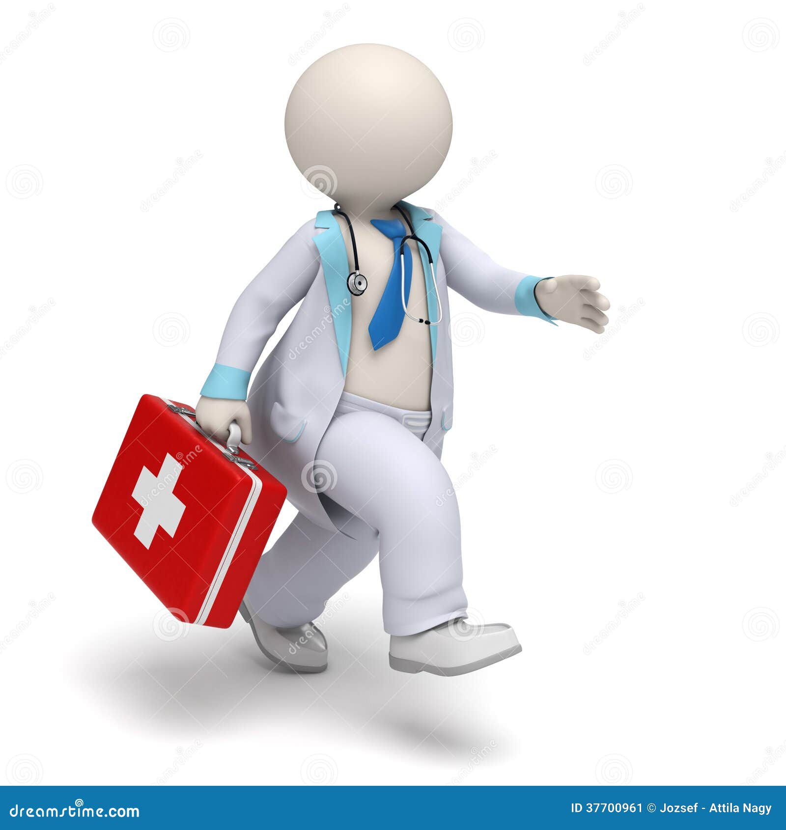 3d Doctor - Big First Aid Case Running - Emergency Stock Illustration ...