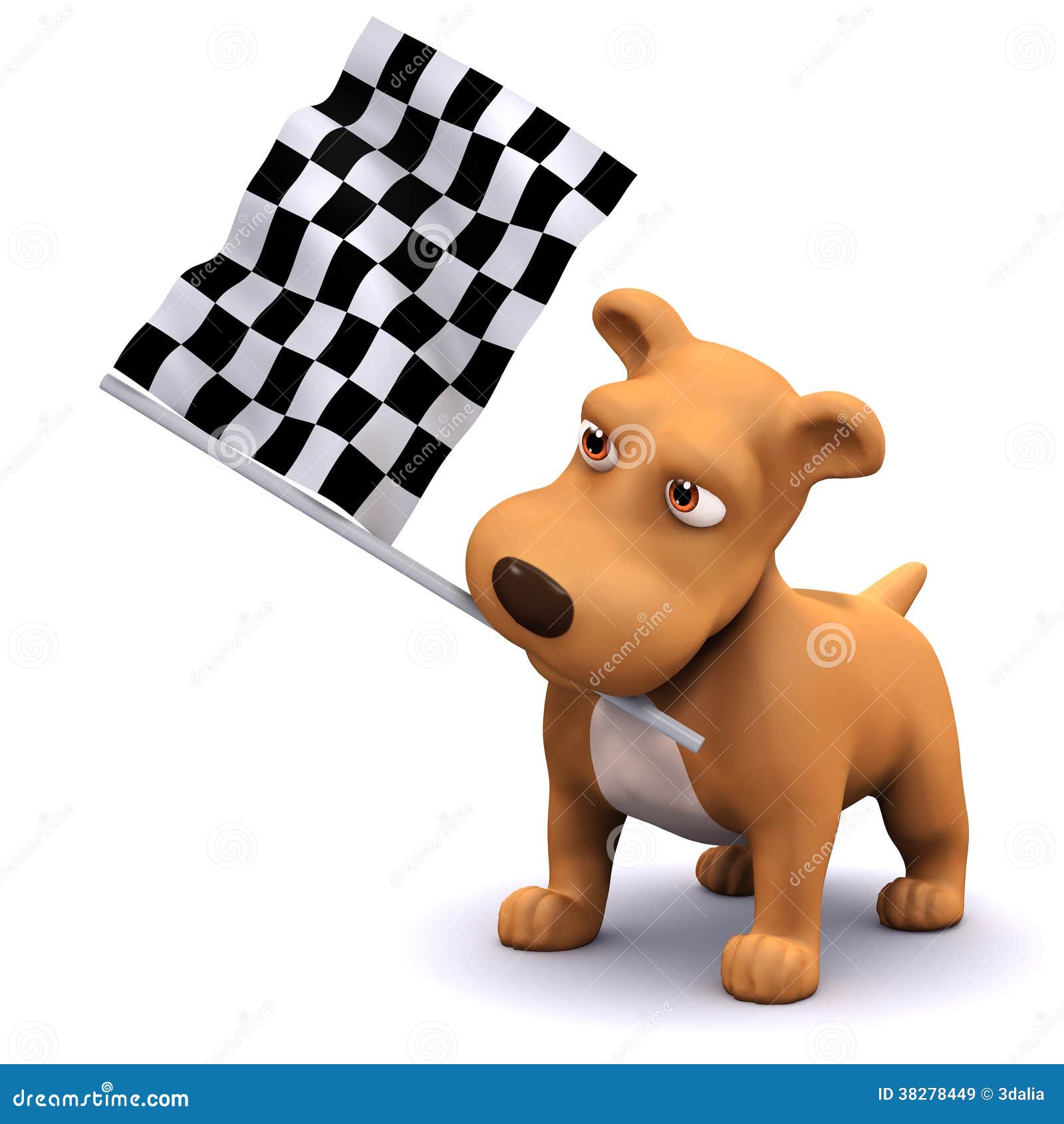 3d Dog at the finish line stock illustration. Illustration of flag ...