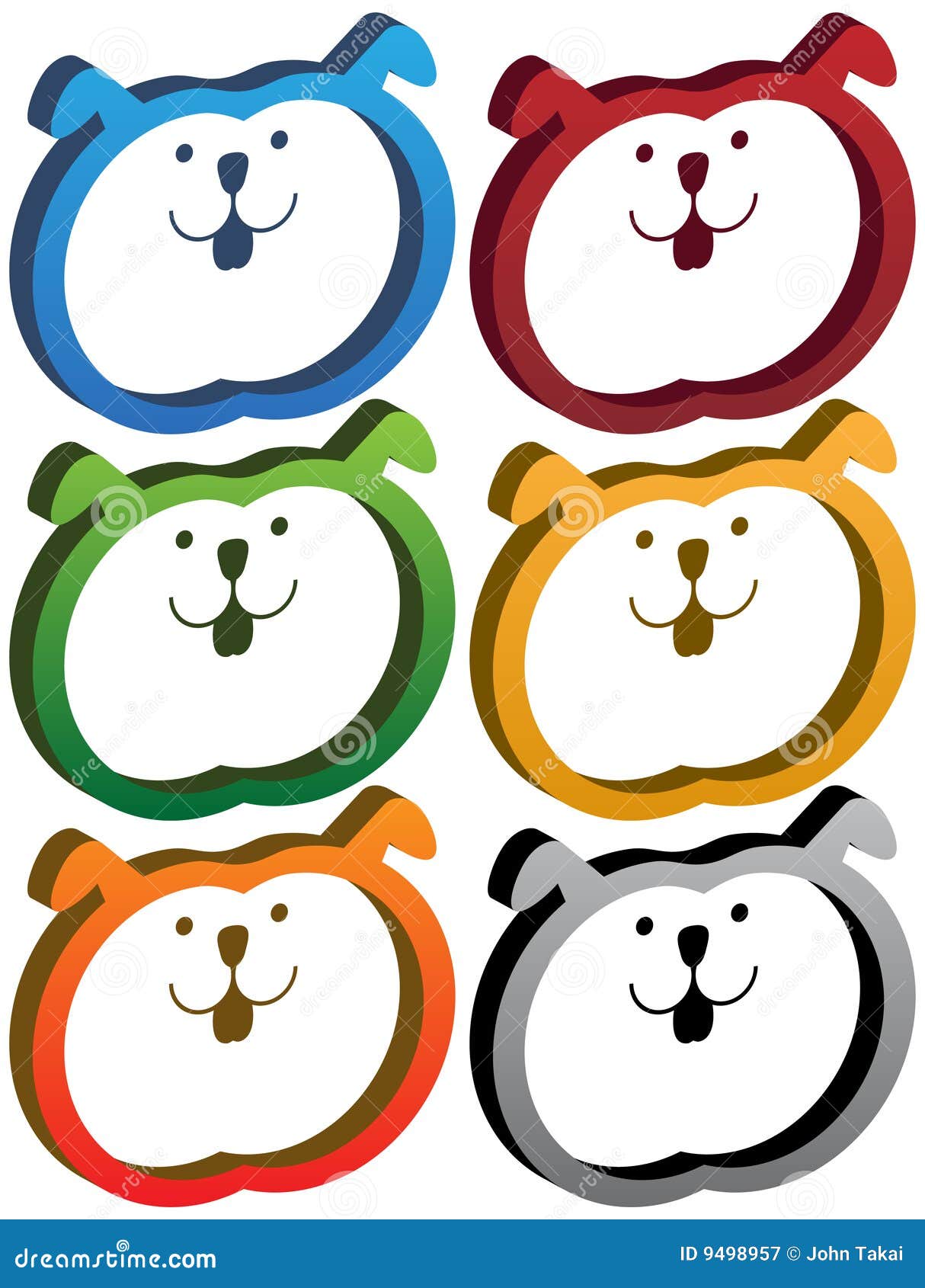 3D Dogs stock vector. Illustration of isolated, faces - 9498957