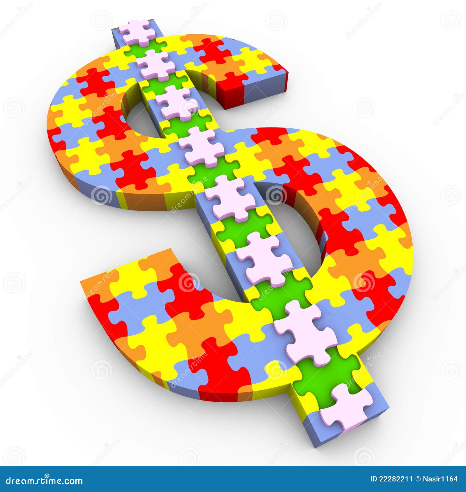 3d dollar symbol puzzle stock illustration. Illustration of attached ...