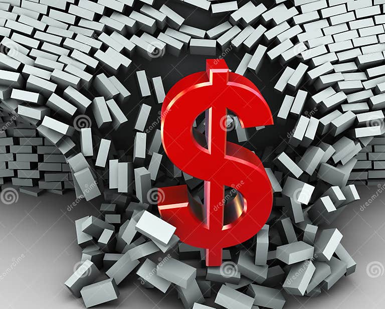 3d Dollar Symbol Wall Break Stock Illustration - Illustration of ...
