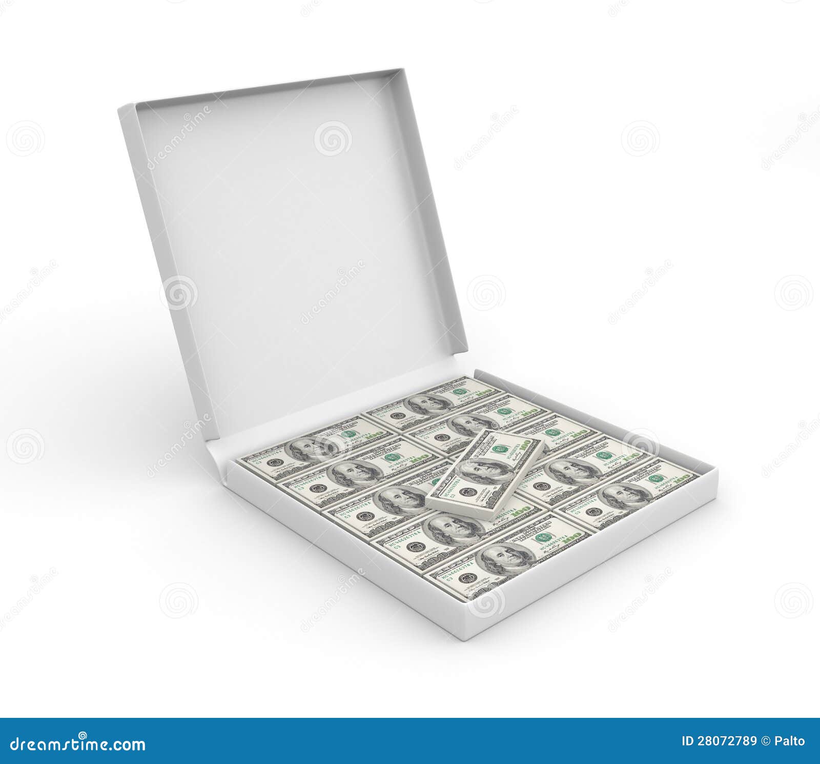 3d Doos Voor Pizza Met Geld Stock Illustratie - Illustration of ...