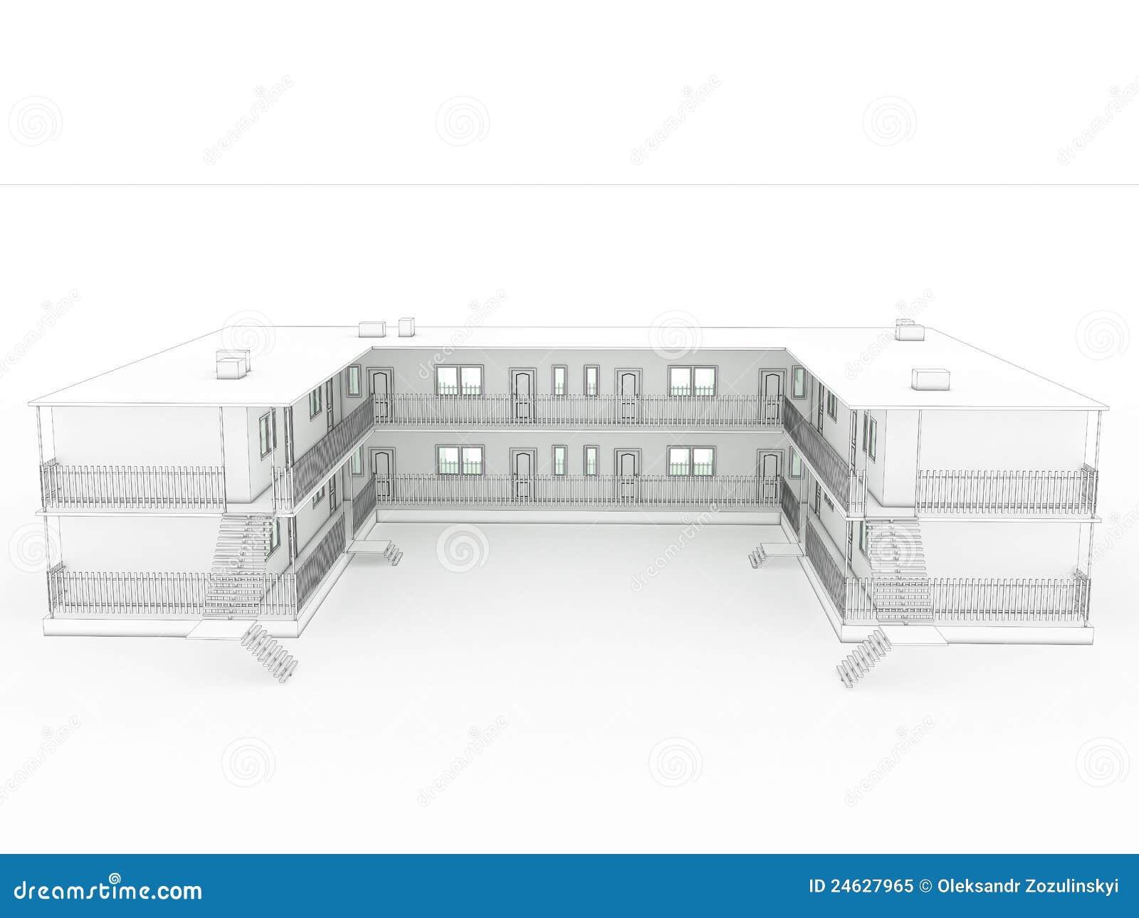 3D Drawing of the Hotel â„–1 Stock Illustration - Illustration of ...