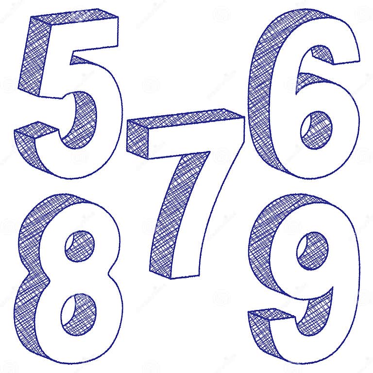 3D drawing number 5-9 stock vector. Illustration of isolated - 18010847
