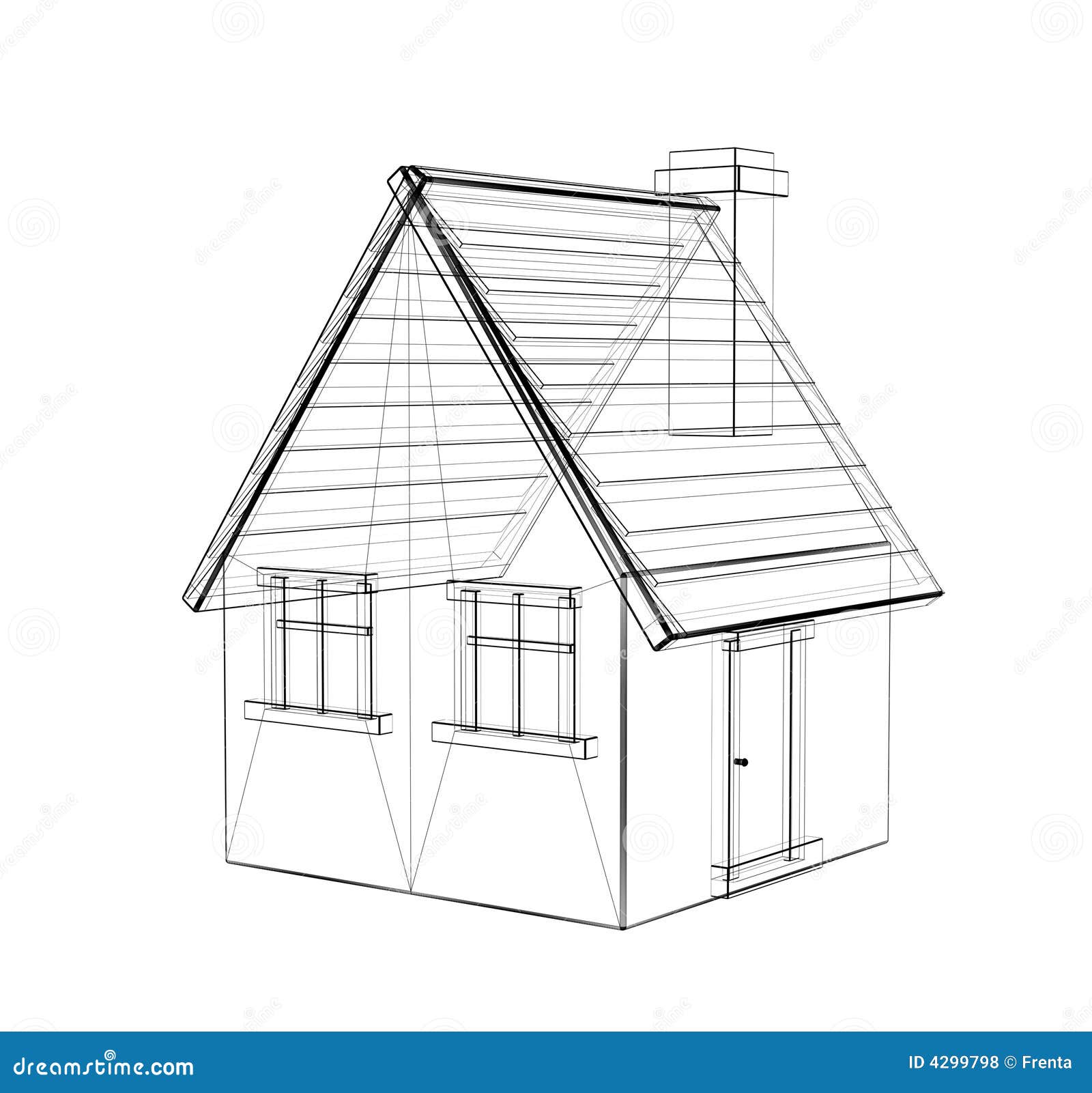 The 3d Drawing of a Rural House Stock Illustration - Illustration of ...